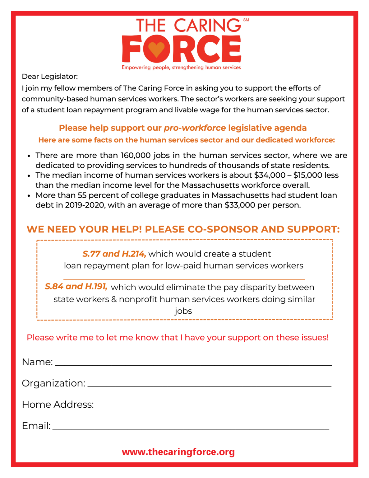 Leave Behind Letter | Providers' Council